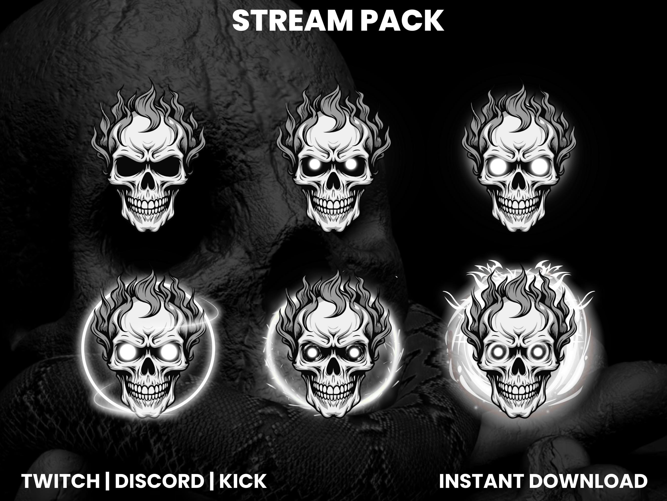 Grey Skull Stream Pack | Dark-themed | Gothic Overlay | Webcam Overlay ...