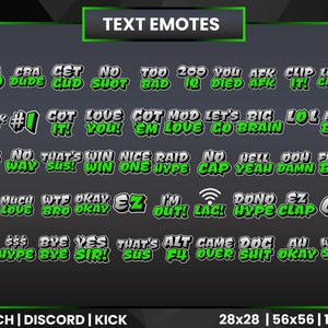 50 Green Text Emotes Pack Text Emotes for Twitch Eye-catching Green ...