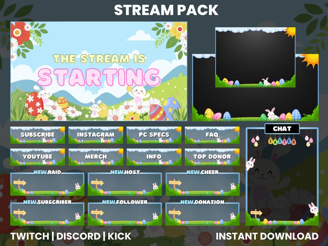 Easter Stream Pack | Easter Alerts | Webcam Overlay | Easter Twitch ...