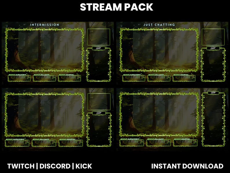 Green Forest Stream Package | Nature Twitch Overlay | Nature OBS ...