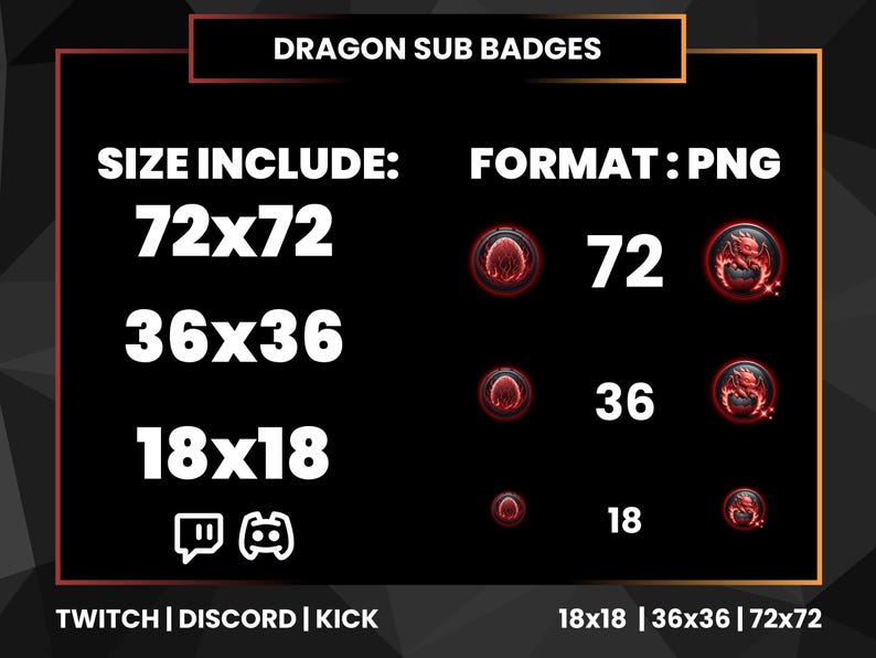 Red Dragon Evolution Sub Badges | Twitch, Discord, Kick (PNG) - Etsy