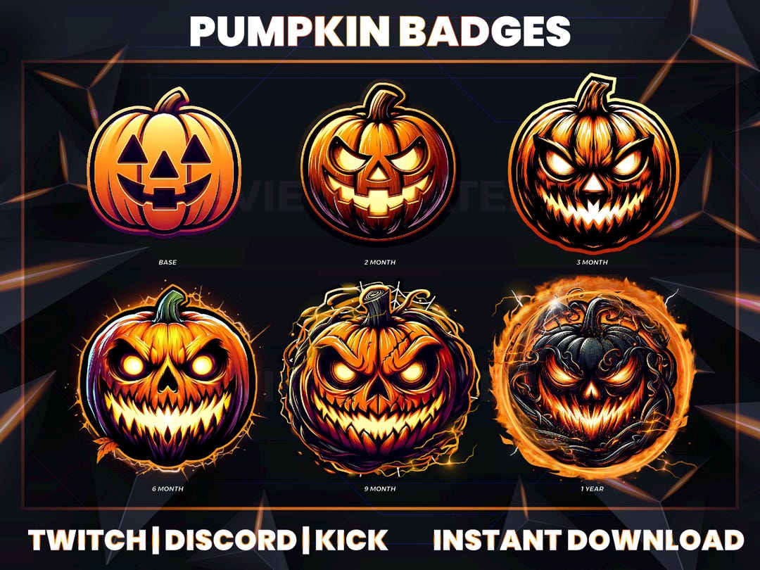 Spooky Pumpkin Bit Badges for Twitch Streamers | Halloween-themed Sub & Bit Badges | Unique ...