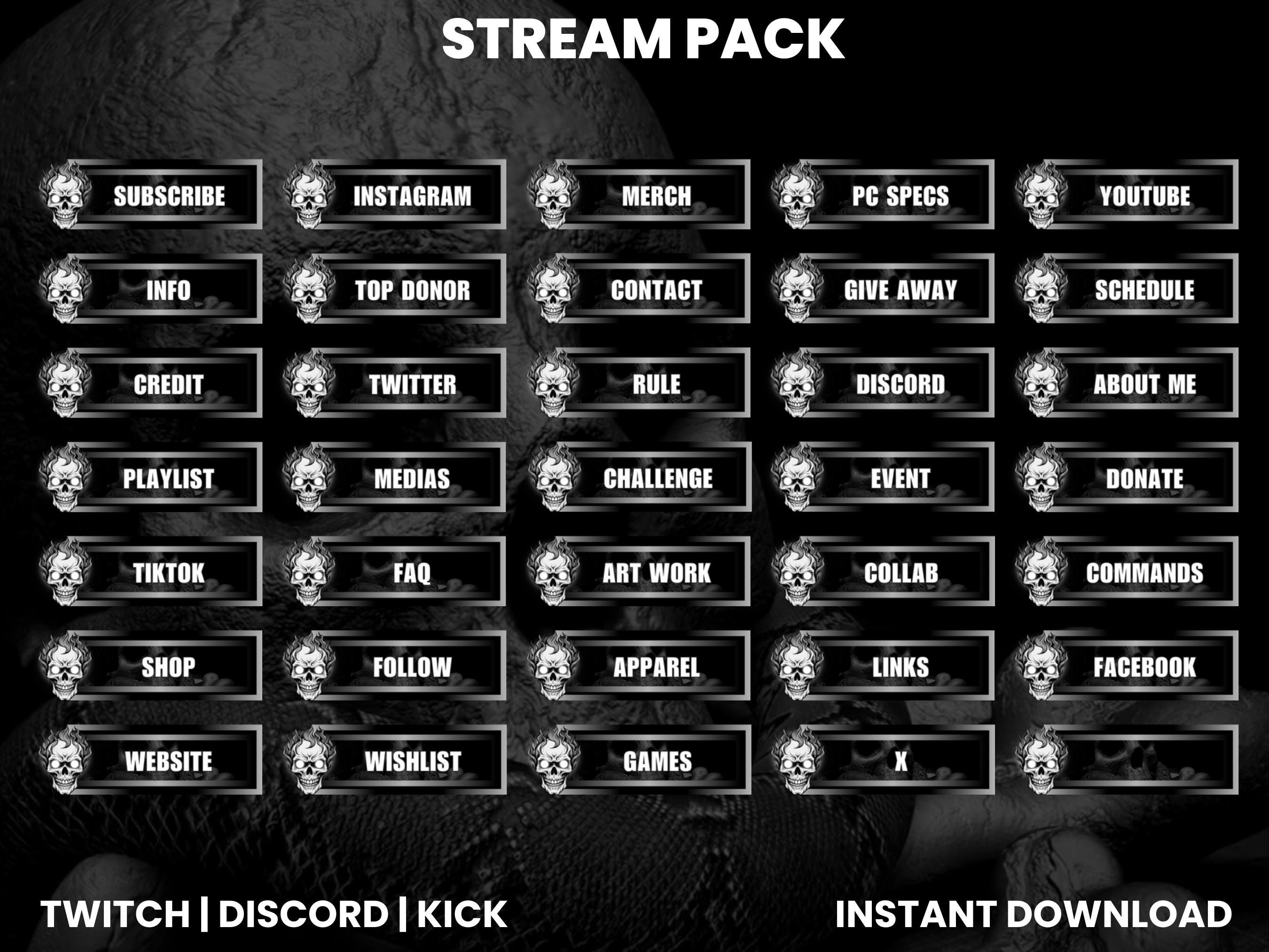 Grey Skull Stream Pack | Dark-themed | Gothic Overlay | Webcam Overlay ...