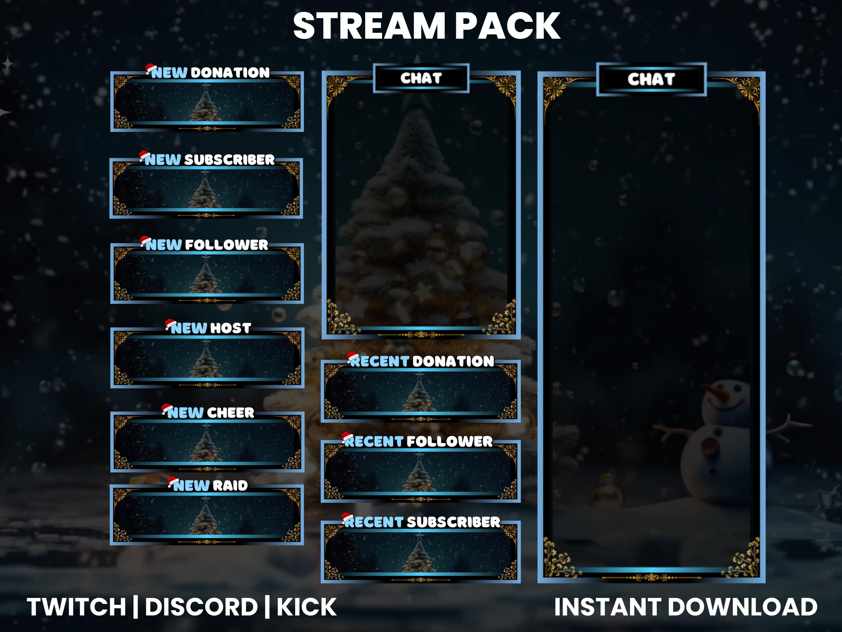 Christmas Snow Twitch Stream Pack | Animated Overlay, Alerts, Panels - Etsy