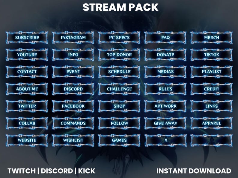 Blue Flame Skull Stream Overlay | Twitch Grim Reaper Theme - Etsy