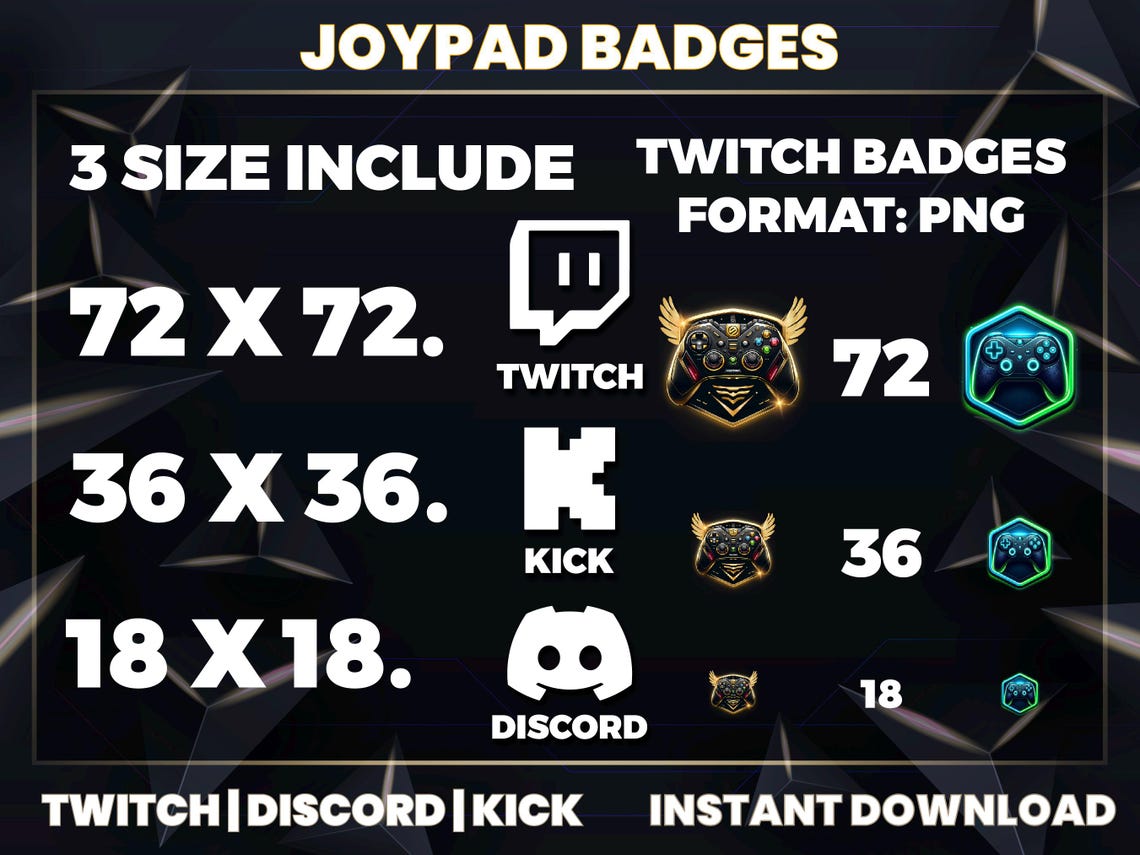 Joypad Bit Badges for Twitch Streamers Custom Gaming Controller Sub ...