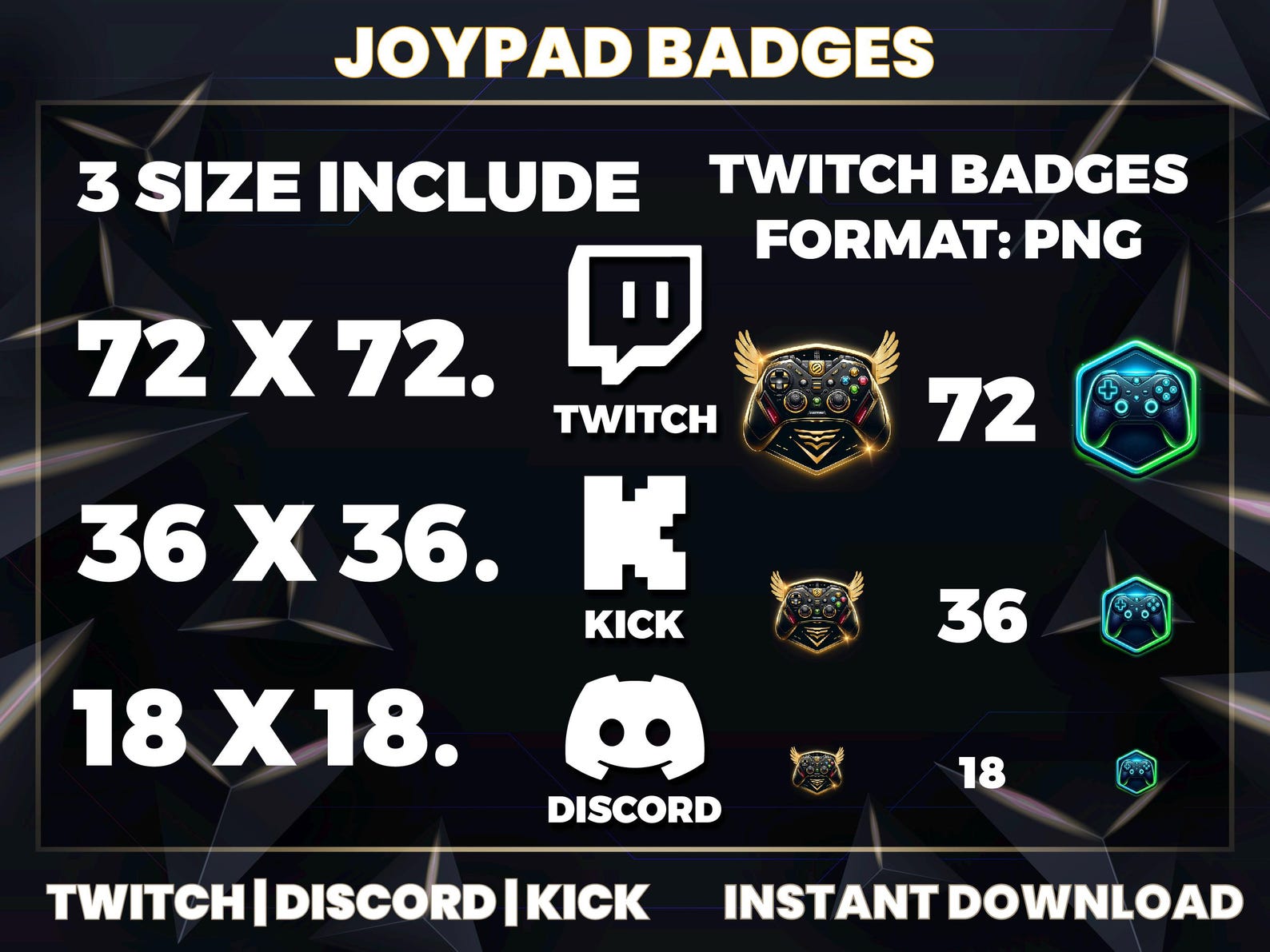 Joypad Bit Badges for Twitch Streamers Custom Gaming Controller Sub ...