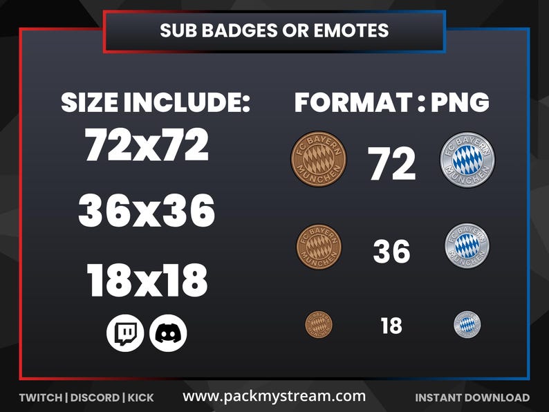 FC Bayern Munich Twitch Sub Badges | German Football Stream Emotes ...