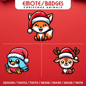 Christmas Animal Emotes & Badges Bundle 9 Festive Chibi Characters for ...