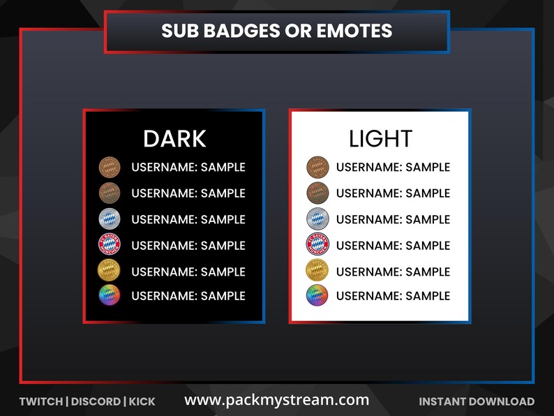 FC Bayern Munich Twitch Sub Badges | German Football Stream Emotes ...
