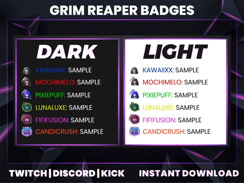 Custom Grim Reaper Twitch Sub and Bit Badges Unique Streaming Badges ...