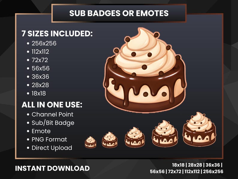 Chocolate Cake Stream Sub Badges | Twitch, Discord, Kick (digital ...