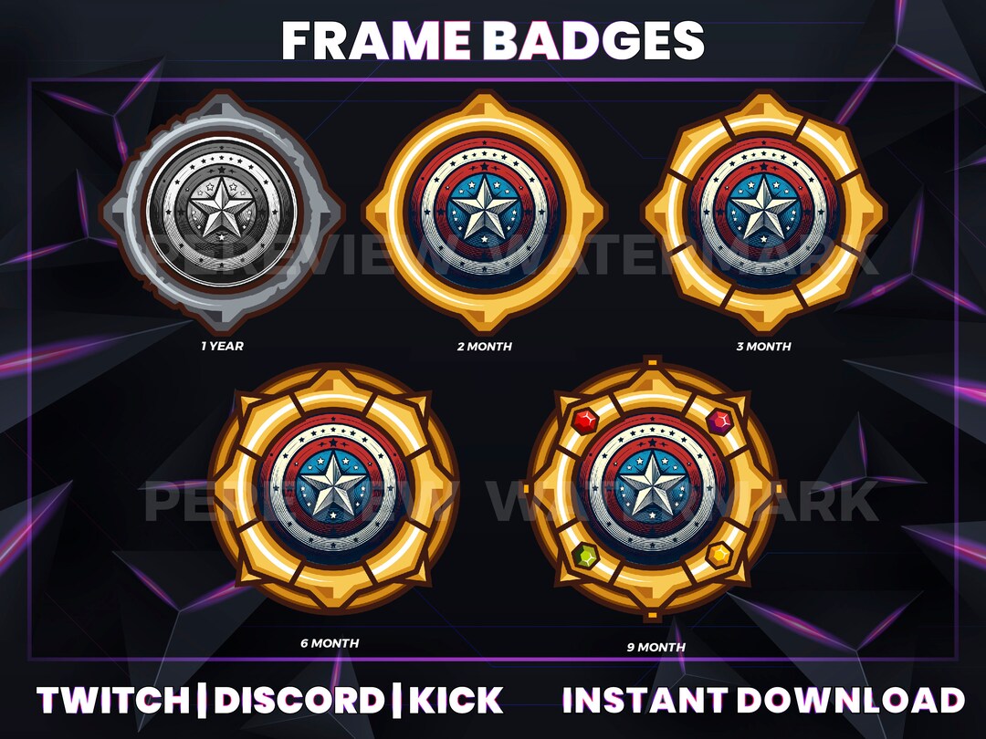 Frame Twitch Sub Badges Custom Frame Bit Badges Unique Frame Emotes ...