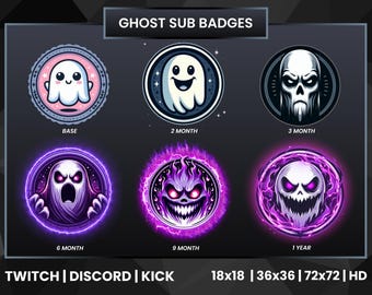 Ghost Twitch Sub Badges | Spooky Streamer Badges (instant Download) - Etsy