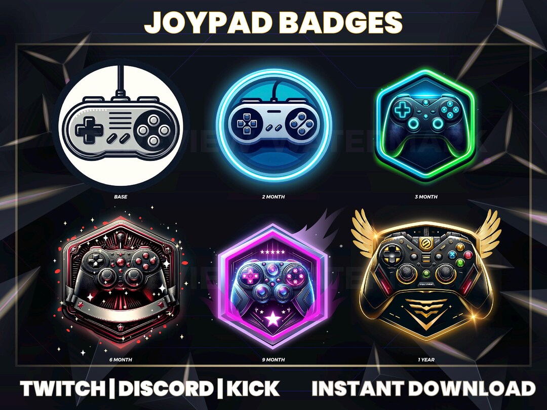 Joypad Bit Badges for Twitch Streamers Custom Gaming Controller Sub ...