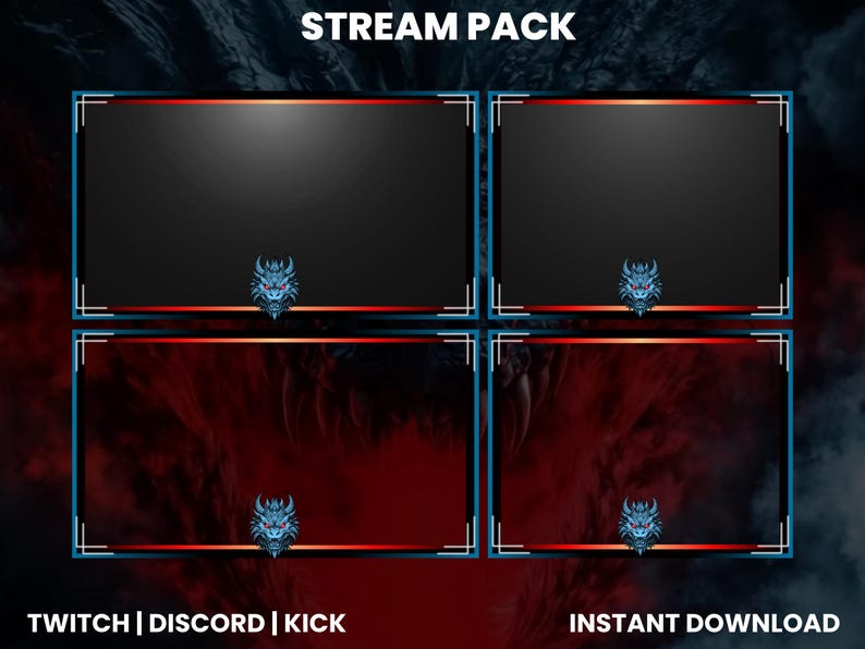 Flame Dragon Twitch Stream Pack | Animated Screens, Panels & Overlays ...