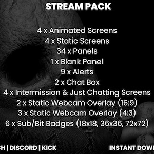 Grey Skull Stream Pack | Dark-themed | Gothic Overlay | Webcam Overlay ...