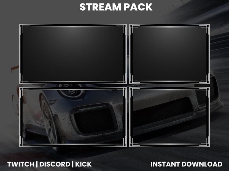 Grey Porsche Stream Pack | Car Overlays | Twitch Stream Pack |racing ...