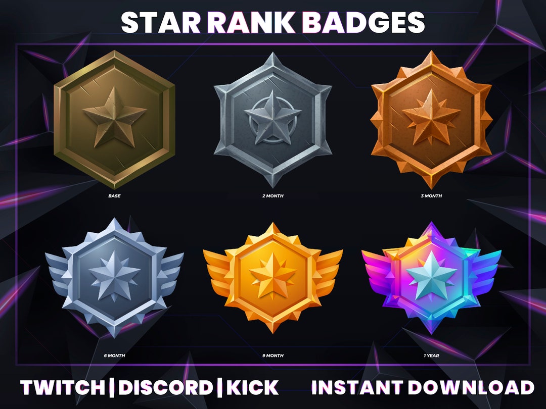 Medal Rank Twitch Sub Badges | Twitch Bit Badges | Twitch Emotes ...