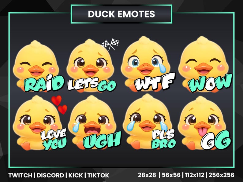 16x Adorable Duck Emote Bundle for Twitch, Discord & Kick - Etsy
