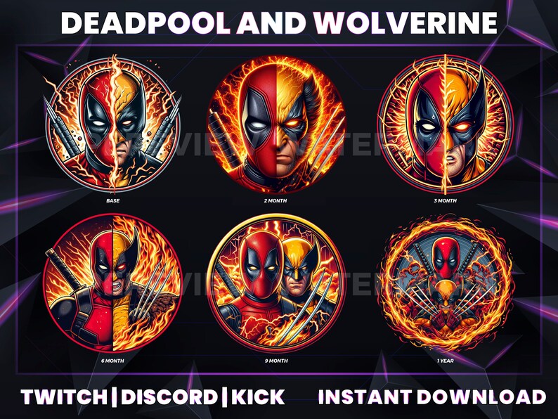 Deadpool & Wolverine Twitch Sub Badges and Bit Badges HD Marvel ...