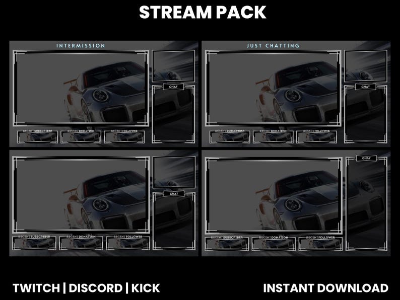 Grey Porsche Stream Pack | Car Overlays | Twitch Stream Pack |racing ...