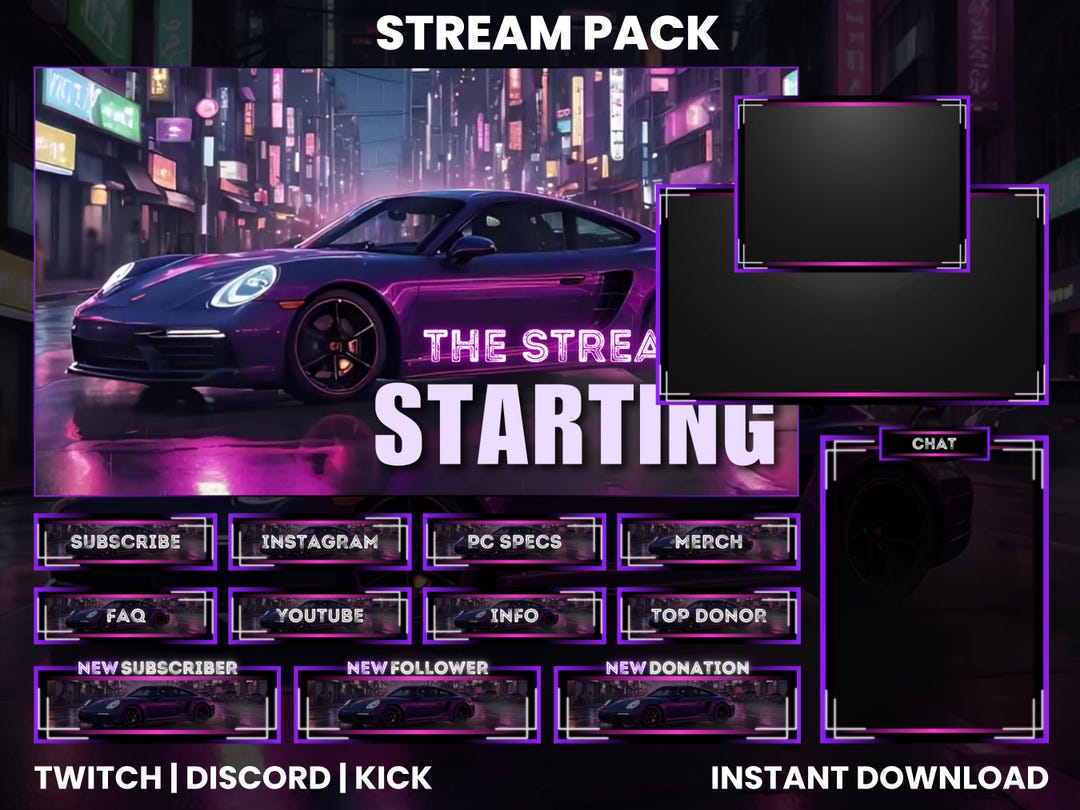Porsche Themed Streampack car Overlays twitch Streampack twitch Screen ...