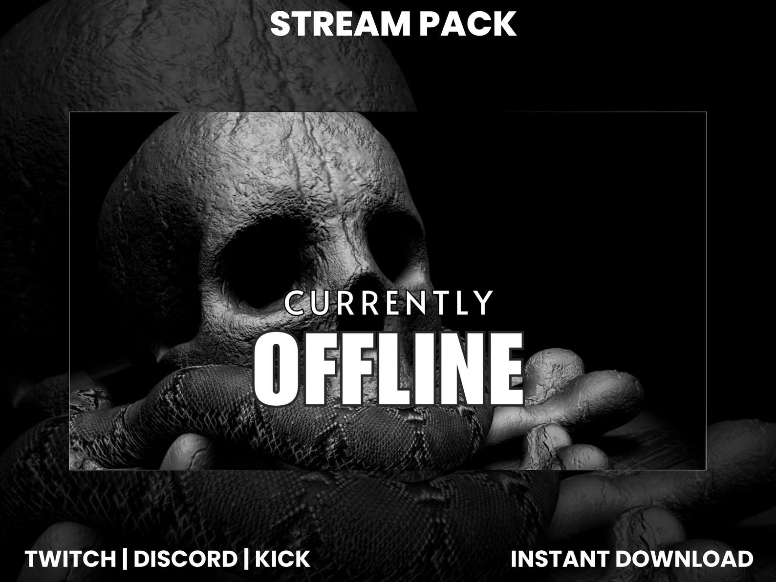 Grey Skull Stream Pack | Dark-themed | Gothic Overlay | Webcam Overlay ...
