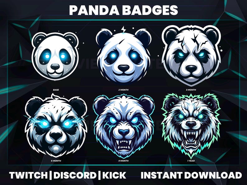 Panda Custom Twitch Sub Badges Cute Panda-themed Bit Badges for Twitch ...