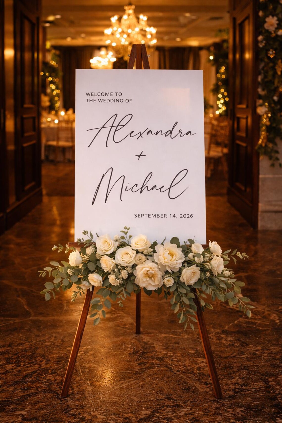 Elegant Ballroom Wedding Welcome Sign – Editable 18×24 Printable ...