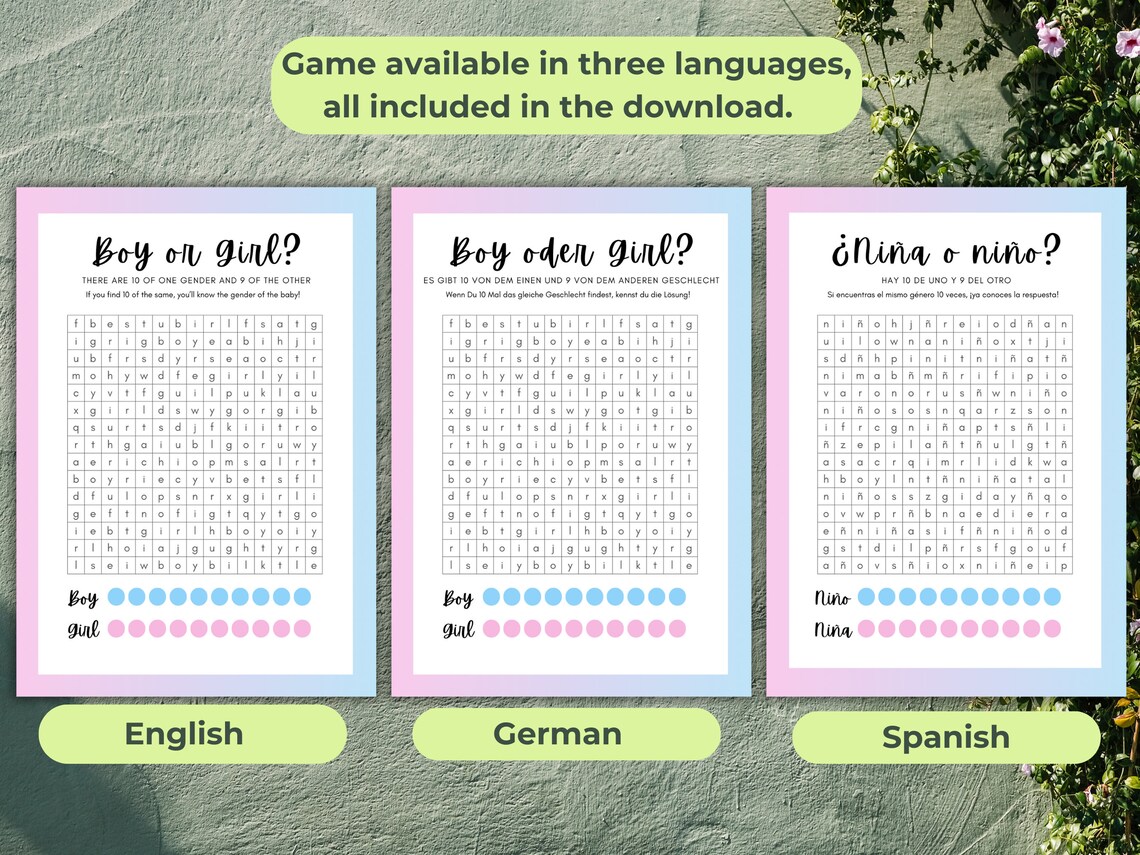 Gender Reveal | Gender Reveal Fun Announcement | Word Search | Baby ...