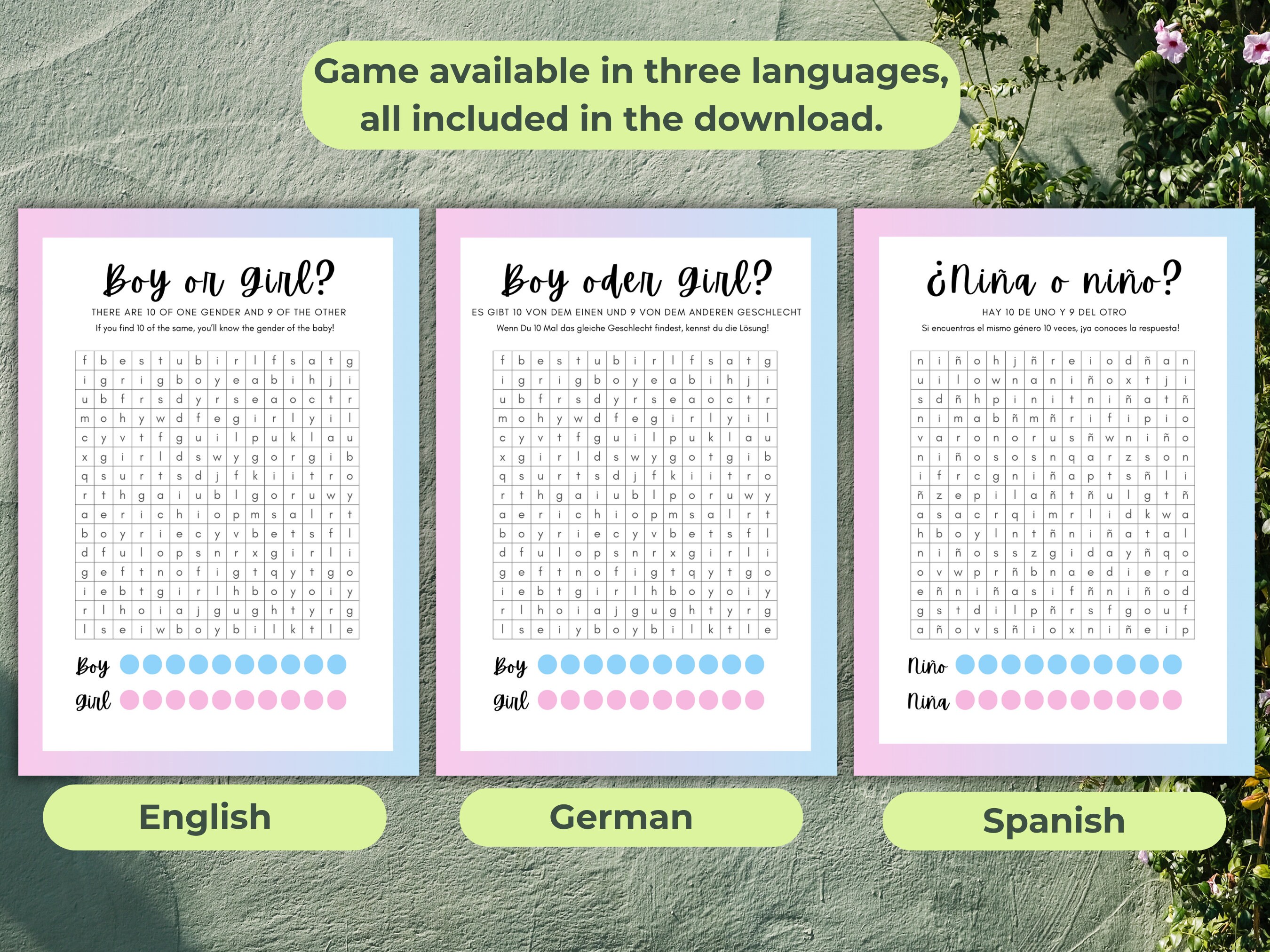 Gender Reveal | Gender Reveal Fun Announcement | Word Search | Baby ...