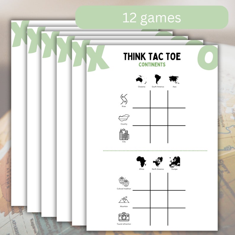 Think Tac Toe Continents | Educational Tic Tac Toe Game | Family Game ...