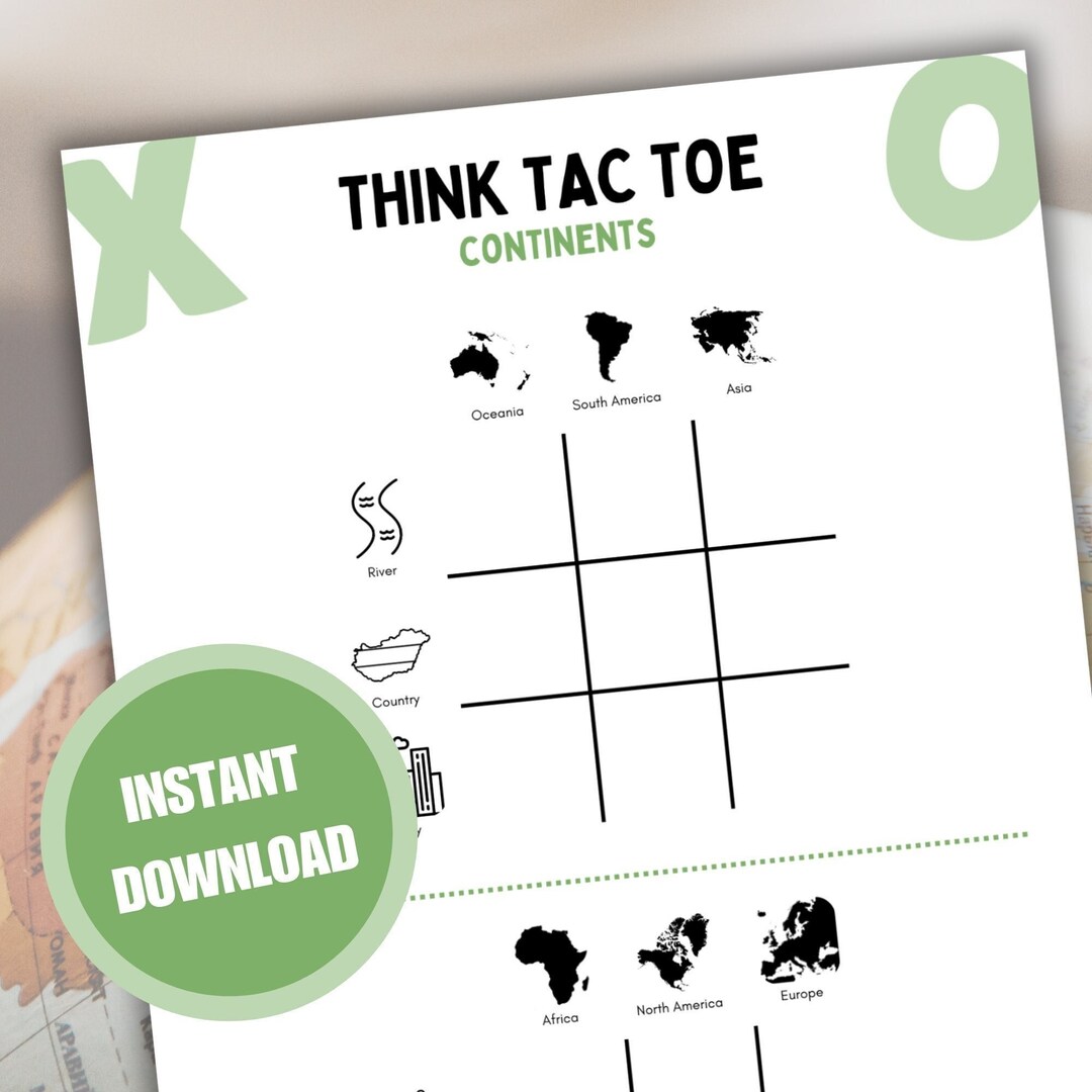 Think Tac Toe Continents | Educational Tic Tac Toe Game | Family Game ...