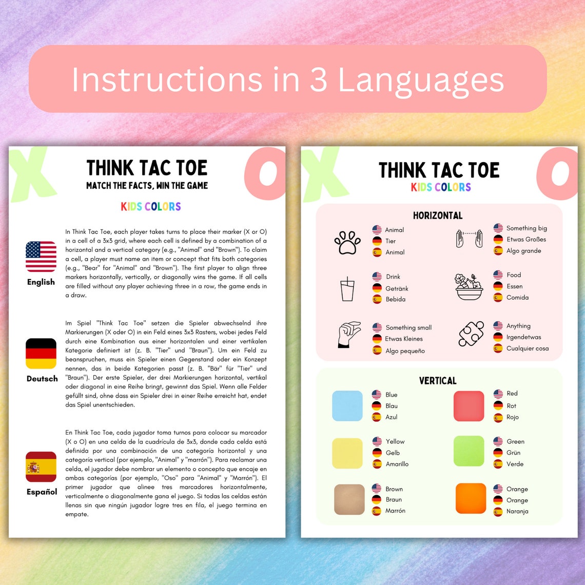 Think Tac Toe Kids Colors | Educational Tic Tac Toe Game | Family Game ...