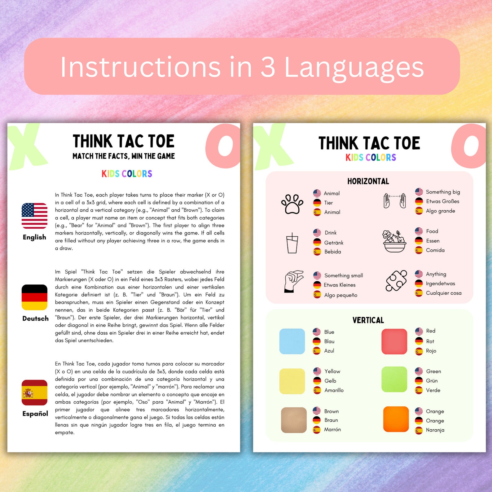 Think Tac Toe Kids Colors | Educational Tic Tac Toe Game | Family Game ...