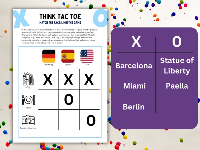 Think Tac Toe Educational Tic Tac Toe Game Family Game, Children's ...