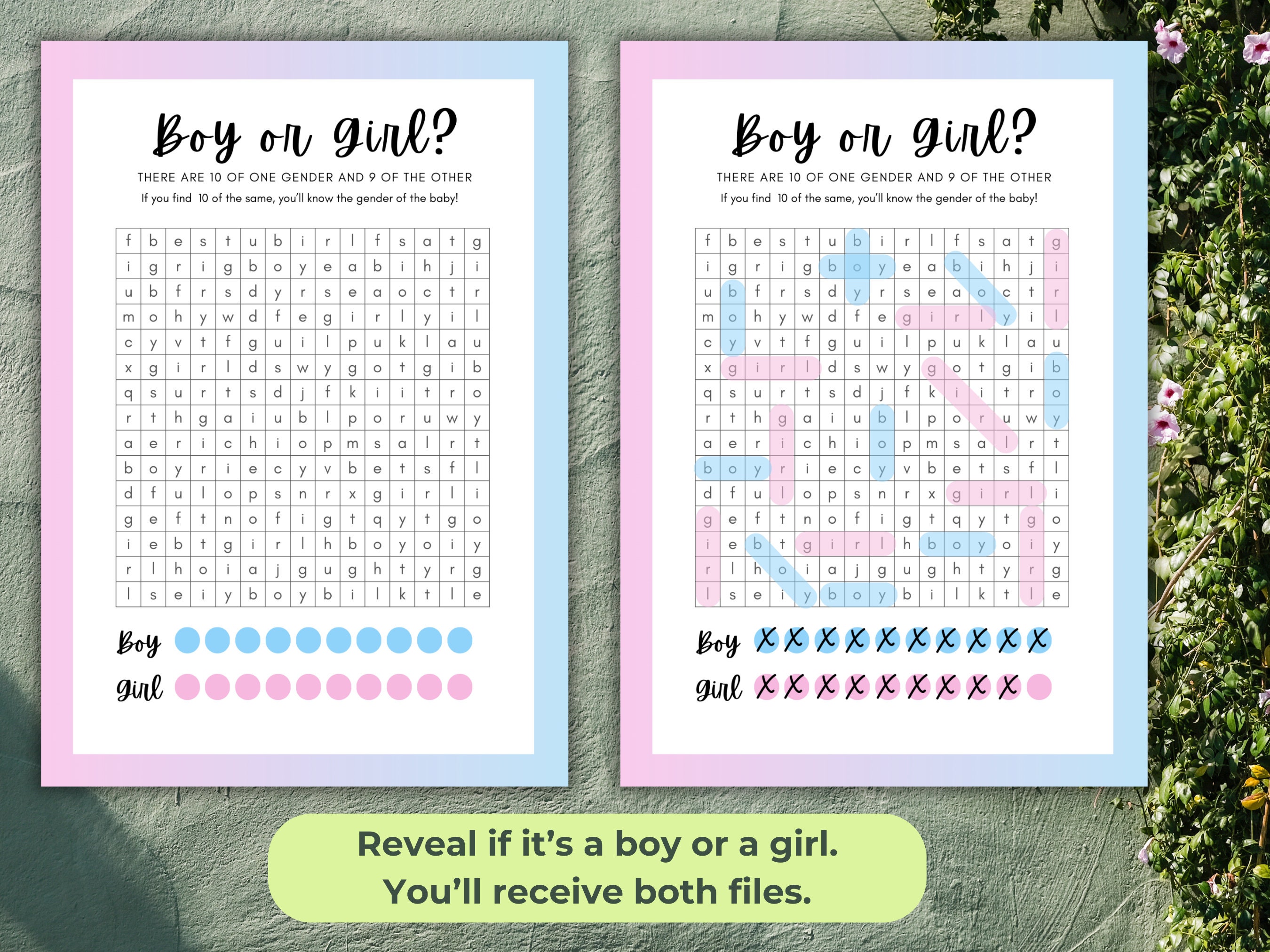 Gender Reveal | Gender Reveal Fun Announcement | Word Search | Baby ...