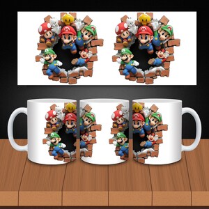 3D Effect Super Mario Mug Wrap, 11oz Sublimation, Digital Download ...