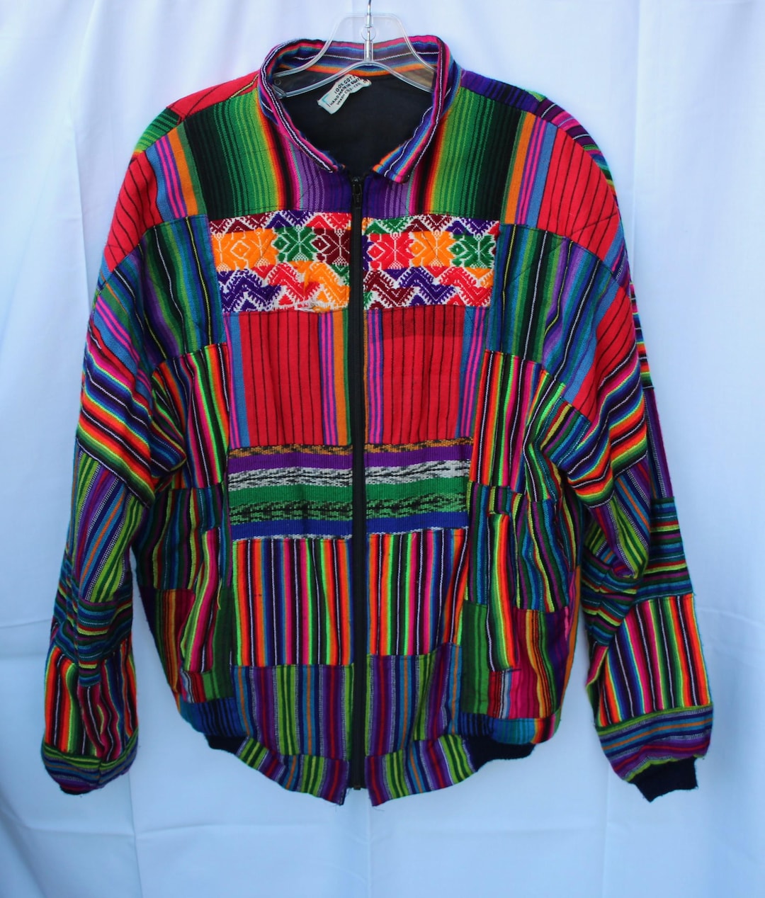 Vintage 80s Guatemalan Cotton Jacket: Handmade Patchwork Boho Coat - Etsy