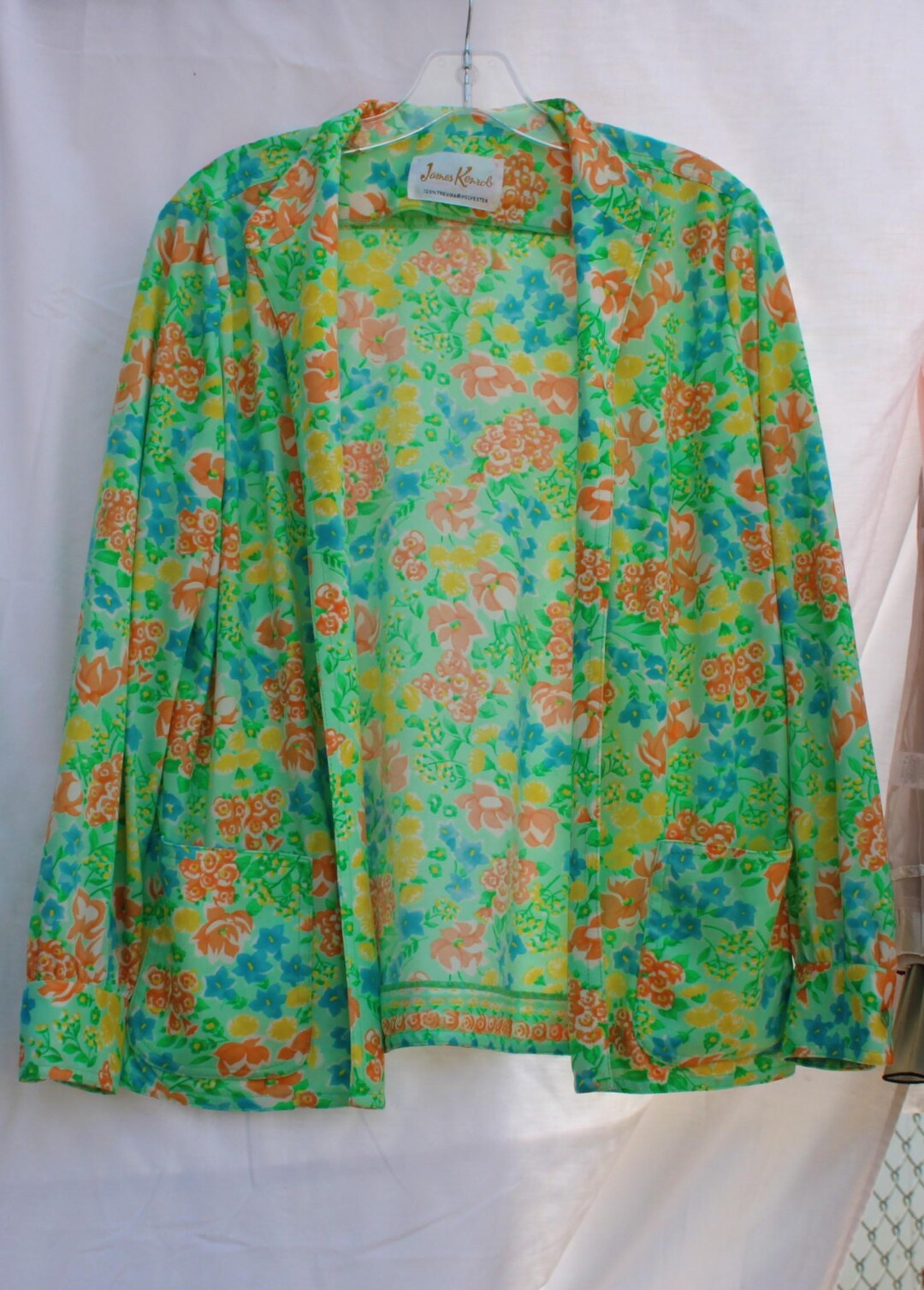 Vintage 70s James Kenrob Sheer Floral Blazer – Trevira® Polyester ...