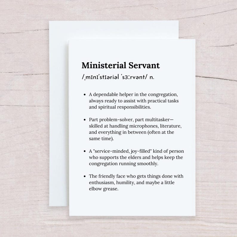 Ministerial Servant Appreciation Card | JW Greeting Card - Etsy UK