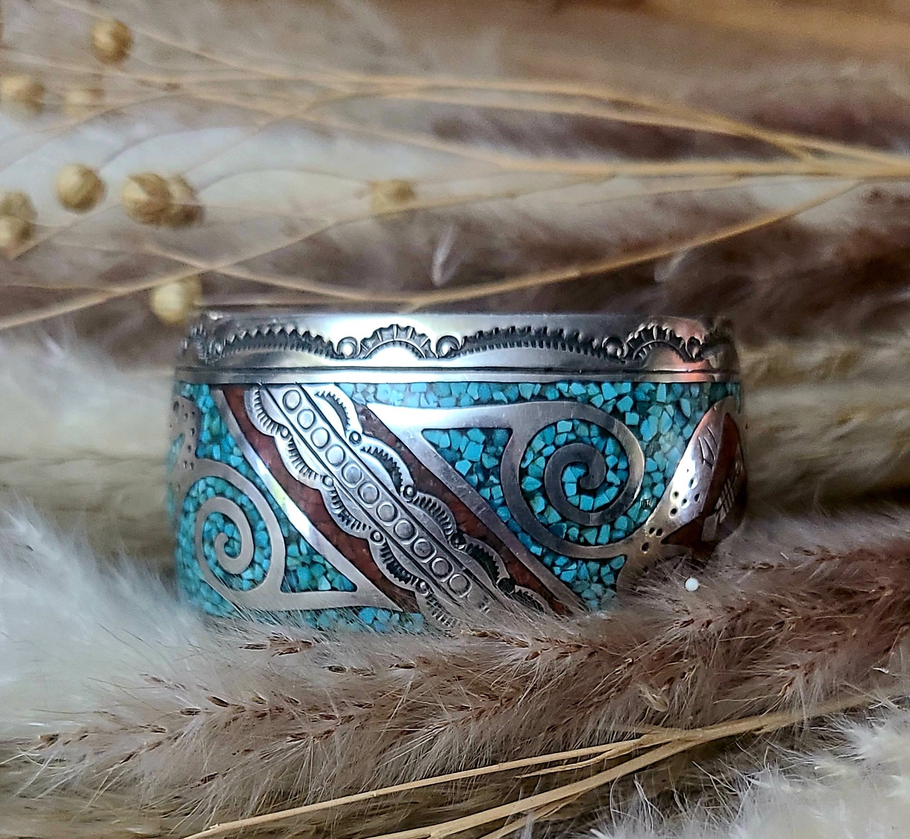 Vintage Cuff Bracelet, Juan Singer Navajo Cuff Bracelet, Turquoise and ...