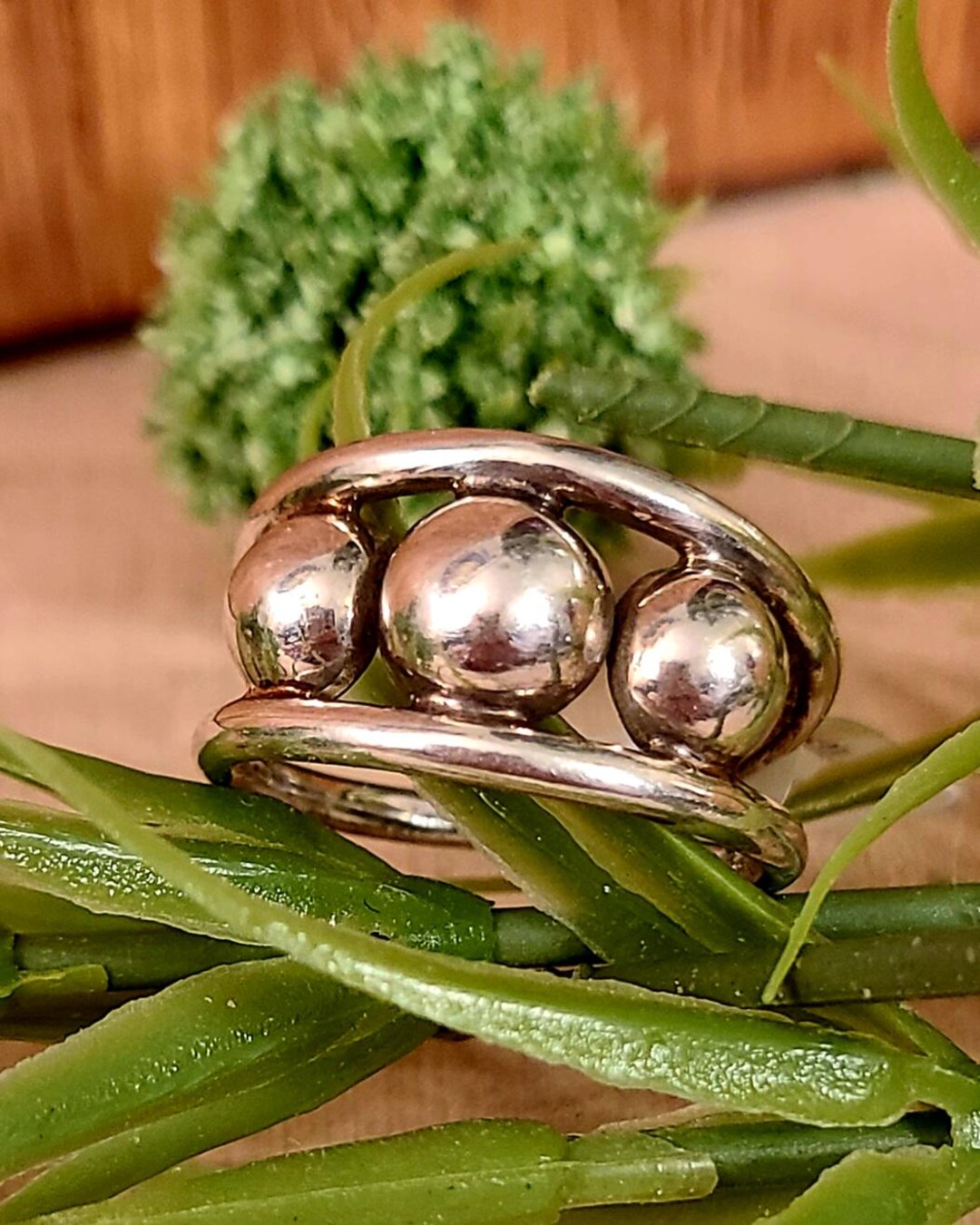 Vintage Taxco Mexico 3 Bead Split Ring Size 8 - Etsy