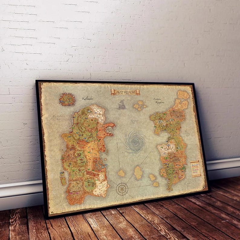 World of Warcraft Game Azeroth Map Poster, Canvas Posters,wall Art,home ...