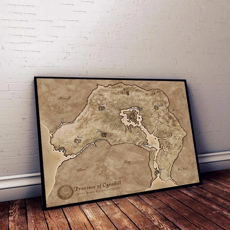 Elder Scrolls V Skyrim Game Map Poster, Canvas Posters,wall Art,home ...
