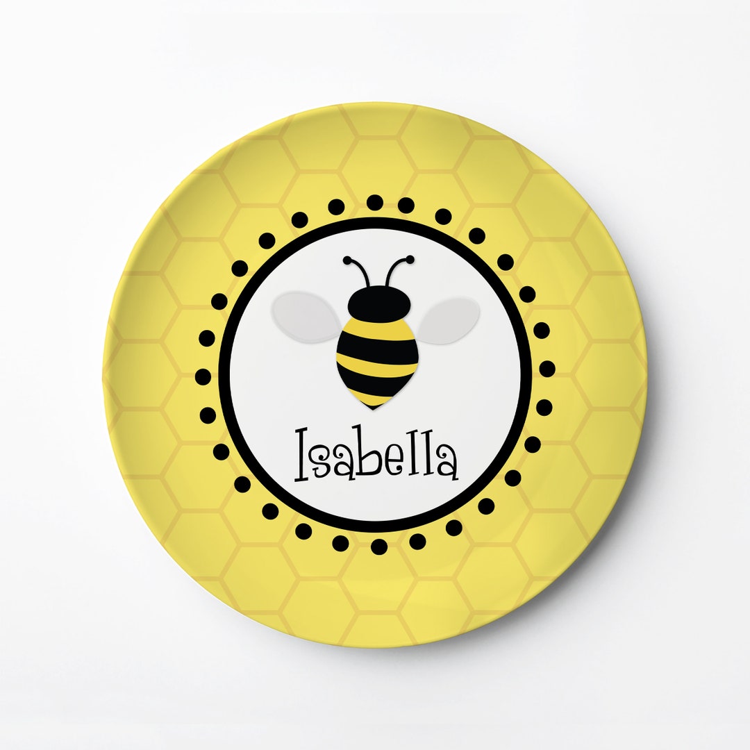 Bee Personalized Plate, Honeybee Honeycomb Child's Plate, Girl Plate ...