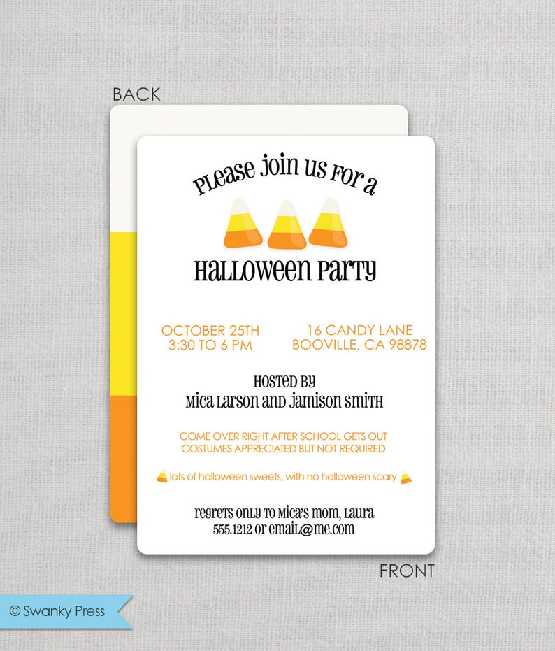 Candy Corn Halloween Invitations | Swanky Press - Halloween Party - Etsy