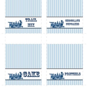Vintage Blue Choo Choo Train and Conductor Party Food Labels Printable ...