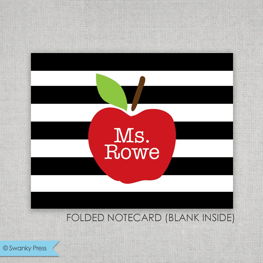 Teacher Thank You Notes - Teacher Gift - Apple - Folded Notecards ...